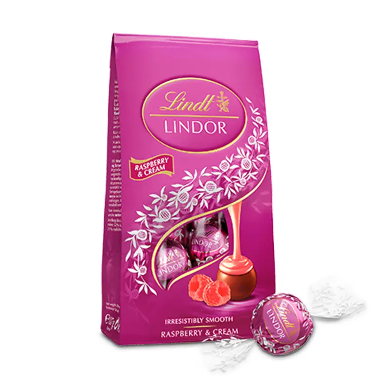 LINDOR Raspberry & Cream 12 x 137 g från Lindt | #860083 | Choklad ...